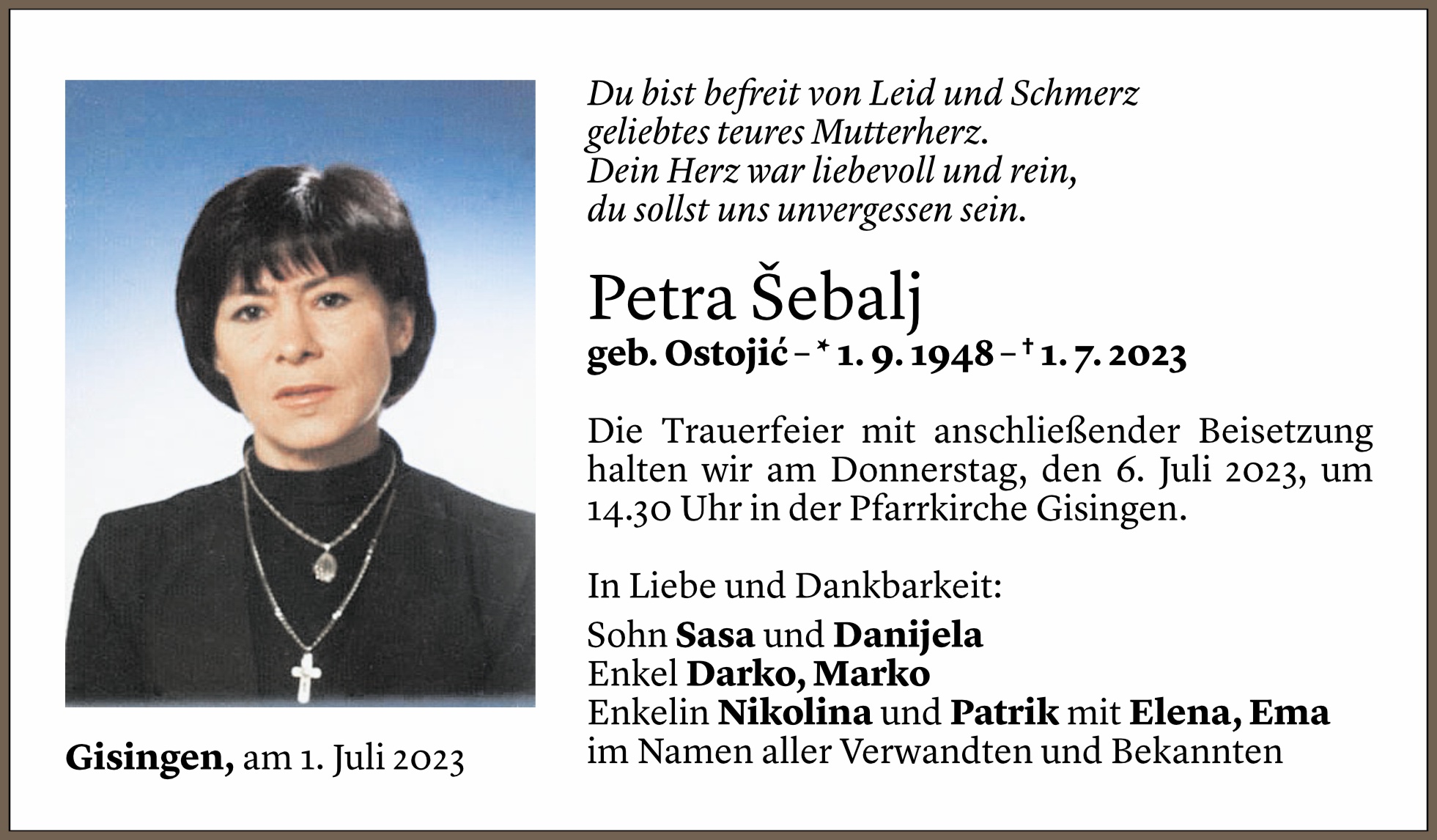 Todesanzeige - Trauerhilfe – abschied GesmbH